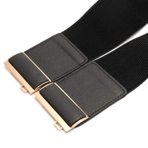 Beltox Womens 3" Wide Belt Elastic Stretch Cinch Waistband Lady Cummerband(26-43", Black Belt)