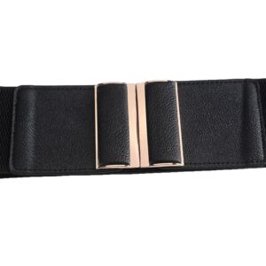 Beltox Womens 3" Wide Belt Elastic Stretch Cinch Waistband Lady Cummerband(26-43", Black Belt)