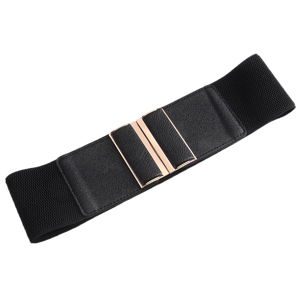 Beltox Womens 3" Wide Belt Elastic Stretch Cinch Waistband Lady Cummerband(26-43", Black Belt)