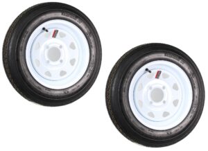 ecustomrim 2-pack trailer tire on rim 4.80-12 12 in. load c 4 lug white spoke wheel - 2 year warranty w/free roadside