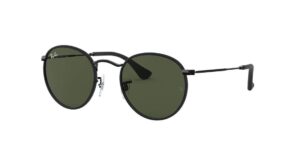 ray-ban rb3475q round craft sunglasses, leather black on black/g-15 green, 50 mm