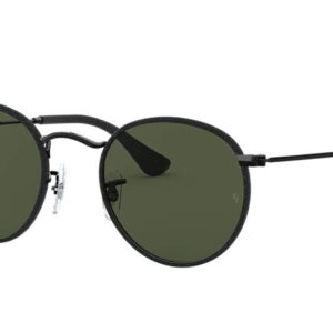 Ray-Ban RB3475Q Round Craft Sunglasses, Leather Black On Black/G-15 Green, 50 mm