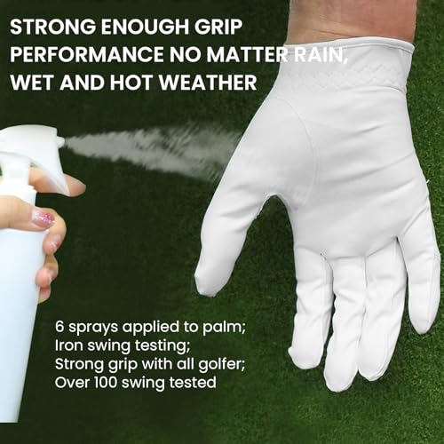 FINGER TEN Golf Gloves Men Left Right Hand Rain Grip Value 3 Pack, All Weather Durable Grip Size Small Medium Large XL White Black Blue Red Brown (White, X-Large, Left)