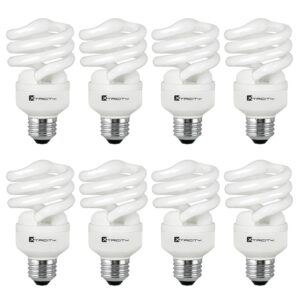 xtricity compact fluorescent light bulbs t2 spiral, e26 base, 13w (60w equivalent), 5000k daylight, 900 lumens, cfl, 120v - ul listed, (8 pack)