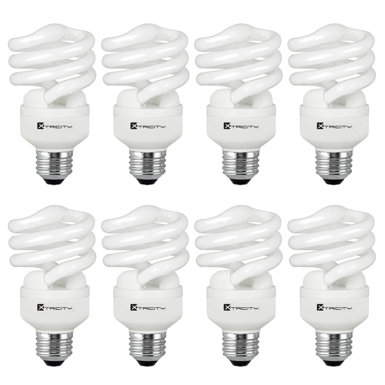 Xtricity Compact Fluorescent Light Bulbs T2 Spiral, E26 Base, 13W (60W Equivalent), 5000k Daylight, 900 Lumens, CFL, 120V - UL Listed, (8 Pack)