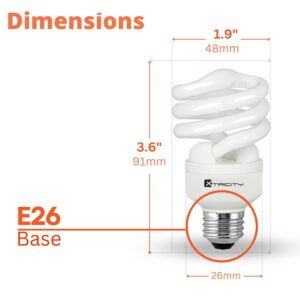 Xtricity Compact Fluorescent Light Bulbs T2 Spiral, E26 Base, 13W (60W Equivalent), 5000k Daylight, 900 Lumens, CFL, 120V - UL Listed, (8 Pack)