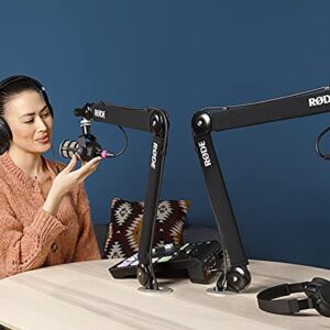 Rode PSA1+ Pro Studio Boom Arm for Podcasting and Streaming with Quick Release Mic Stand Adapter, Microphone Pop Filter, Professional Grade XLR Cable and StreamEye Polishing Cloth