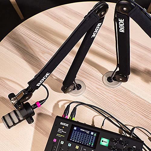 Rode PSA1+ Pro Studio Boom Arm for Podcasting and Streaming with Quick Release Mic Stand Adapter, Microphone Pop Filter, Professional Grade XLR Cable and StreamEye Polishing Cloth