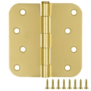 door hinges for interior doors 3-pack 4-inch x 4-inch, design house 5/8-inch radius steel door hinge door hardware, satin brass, 181578