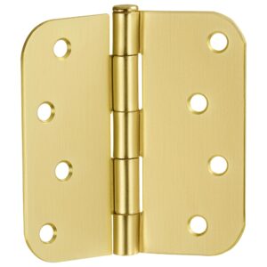 Door Hinges for Interior Doors 3-Pack 4-inch x 4-inch, Design House 5/8-inch Radius Steel Door Hinge Door Hardware, Satin Brass, 181578