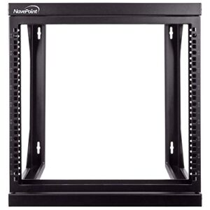 navepoint 9u server rack with swing gate - 9u wall mount rack for 19 inch it equipment open frame rack – network rack wall mount for av & server equipment 18” deep 9u rack, black