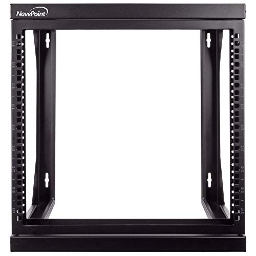 NavePoint 9U Server Rack with Swing Gate - 9U Wall Mount Rack for 19 Inch IT Equipment Open Frame Rack – Network Rack Wall Mount for AV & Server Equipment 18” Deep 9U Rack, Black