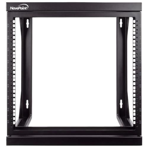 NavePoint 9U Server Rack with Swing Gate - 9U Wall Mount Rack for 19 Inch IT Equipment Open Frame Rack – Network Rack Wall Mount for AV & Server Equipment 18” Deep 9U Rack, Black