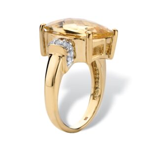 PalmBeach Gold-Plated or Sterling Silver Emerald Cut Genuine Gemstone and Round Genuine Tanzanite Cocktail Ring Size 10