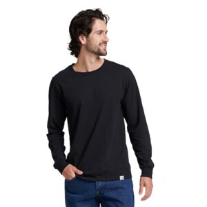 russell athletic mens dri-power cotton blend long sleeve tees, moisture wicking, odor protection, upf 30+, sizes s-3x t-shirt, black, large us