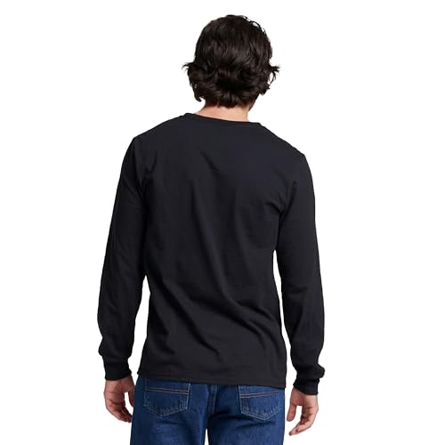 Russell Athletic Mens Dri-power Cotton Blend Long Sleeve Tees, Moisture Wicking, Odor Protection, Upf 30+, Sizes S-3x T-Shirt, Black, Large US