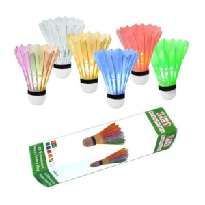 zhenan led badminton shuttlecocks dark night glow birdies lighting for outdoor & indoor sports activities (feather_4pcs)