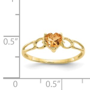 IceCarats 10K Yellow Gold Orange Citrine Heart Love Ring Gemstone Band November Birthstone Jewelry Size 7