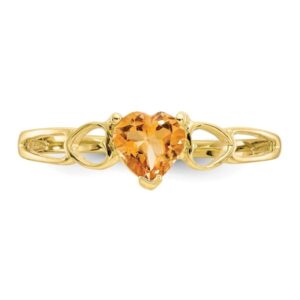 IceCarats 10K Yellow Gold Orange Citrine Heart Love Ring Gemstone Band November Birthstone Jewelry Size 7