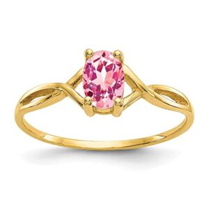 icecarats 10k yellow gold pink tourmaline ring gemstone band october birthstone jewelry size 7.00