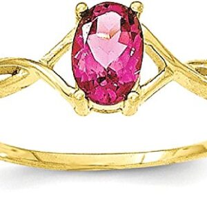 IceCarats 10K Yellow Gold Pink Tourmaline Ring Gemstone Band October Birthstone Jewelry Size 7.00