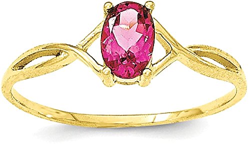 IceCarats 10K Yellow Gold Pink Tourmaline Ring Gemstone Band October Birthstone Jewelry Size 7.00