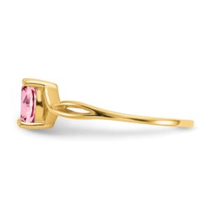 IceCarats 10K Yellow Gold Pink Tourmaline Ring Gemstone Band October Birthstone Jewelry Size 7.00