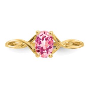 IceCarats 10K Yellow Gold Pink Tourmaline Ring Gemstone Band October Birthstone Jewelry Size 7.00