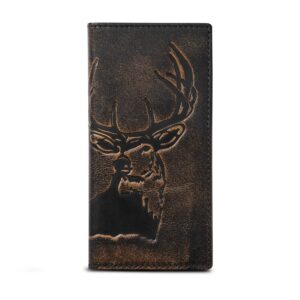 house of jack co. deer long wallet for men | full grain leather with hand burnished finish | long bifold wallet | rodeo wallet | deer hunter gift