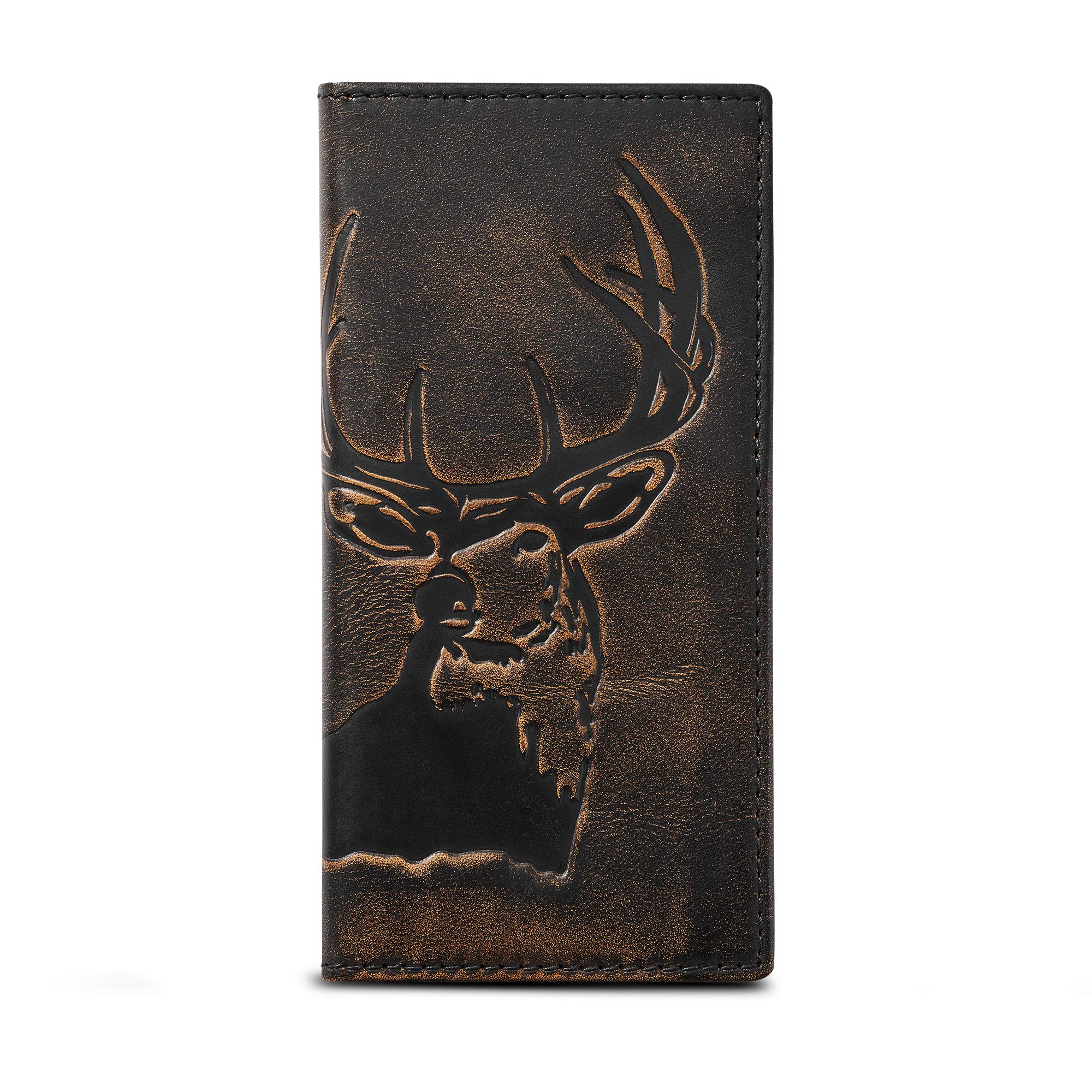 House of Jack Co. DEER Long Wallet For Men | Full Grain Leather With Hand Burnished Finish | Long Bifold Wallet | Rodeo Wallet | Deer Hunter Gift