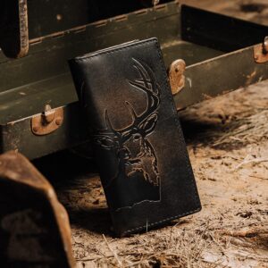 House of Jack Co. DEER Long Wallet For Men | Full Grain Leather With Hand Burnished Finish | Long Bifold Wallet | Rodeo Wallet | Deer Hunter Gift