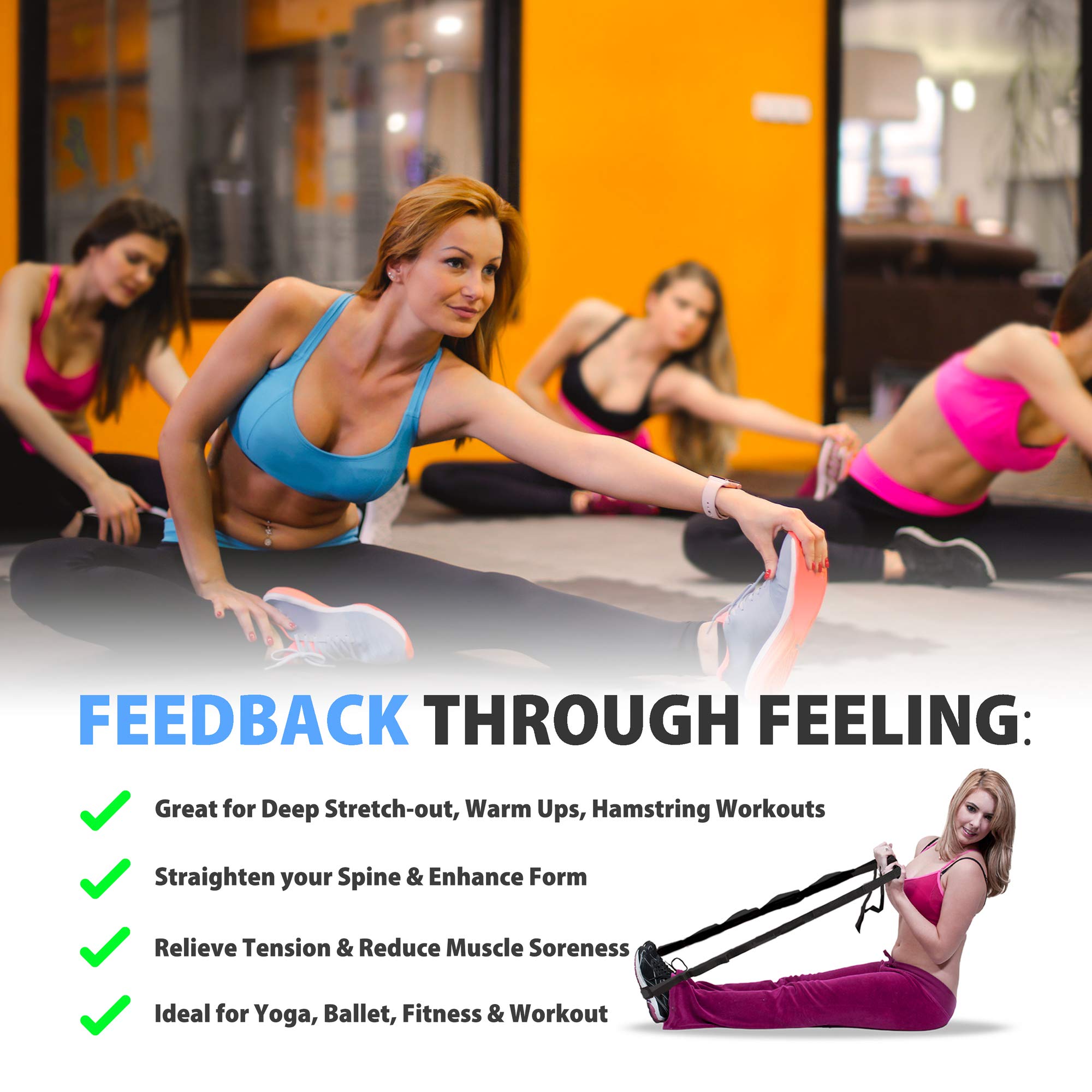 Fitter’s niche Stretch Strap, Cotton Physical Therapy Bands with Multi levels, Arms Legs Gym Ultimate Stretching Band, Yoga Pilates Dance Hamstring Training Fixing and More, Bonus Carry Bag and E-book