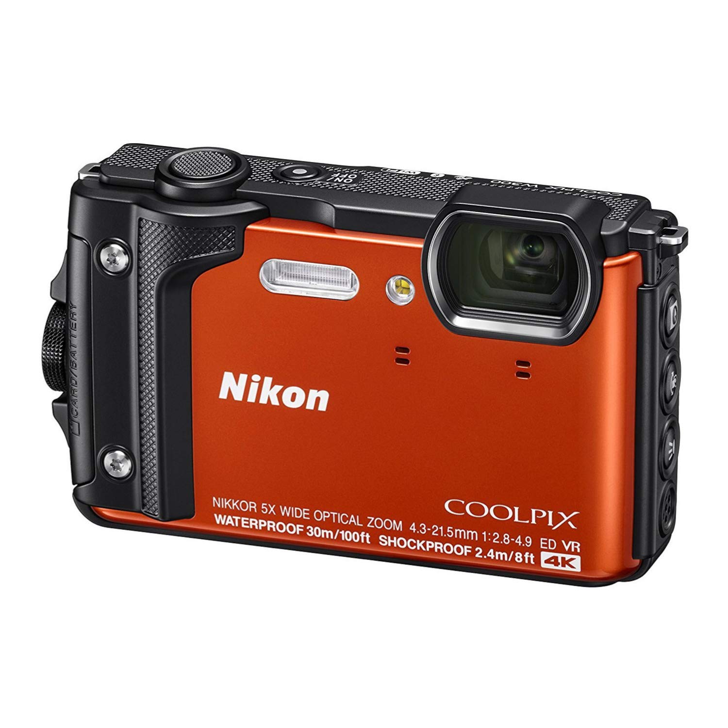 Nikon W300 Waterproof Underwater Digital Camera with TFT LCD, 3", Orange (26524)