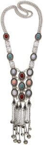 tpocean vintage retro rhinestone silver gold turquoise long boho bohemian statement ethnic tribal necklace for women