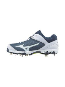 mizuno women's swift 5 fastpitch cleat softball shoe, navy/white, 12 b us