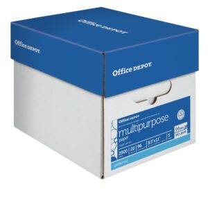 office depot® multi-use printer & copy paper, white, letter (8.5" x 11"), 2500 sheets per case, 20 lb, 96 brightness, 58