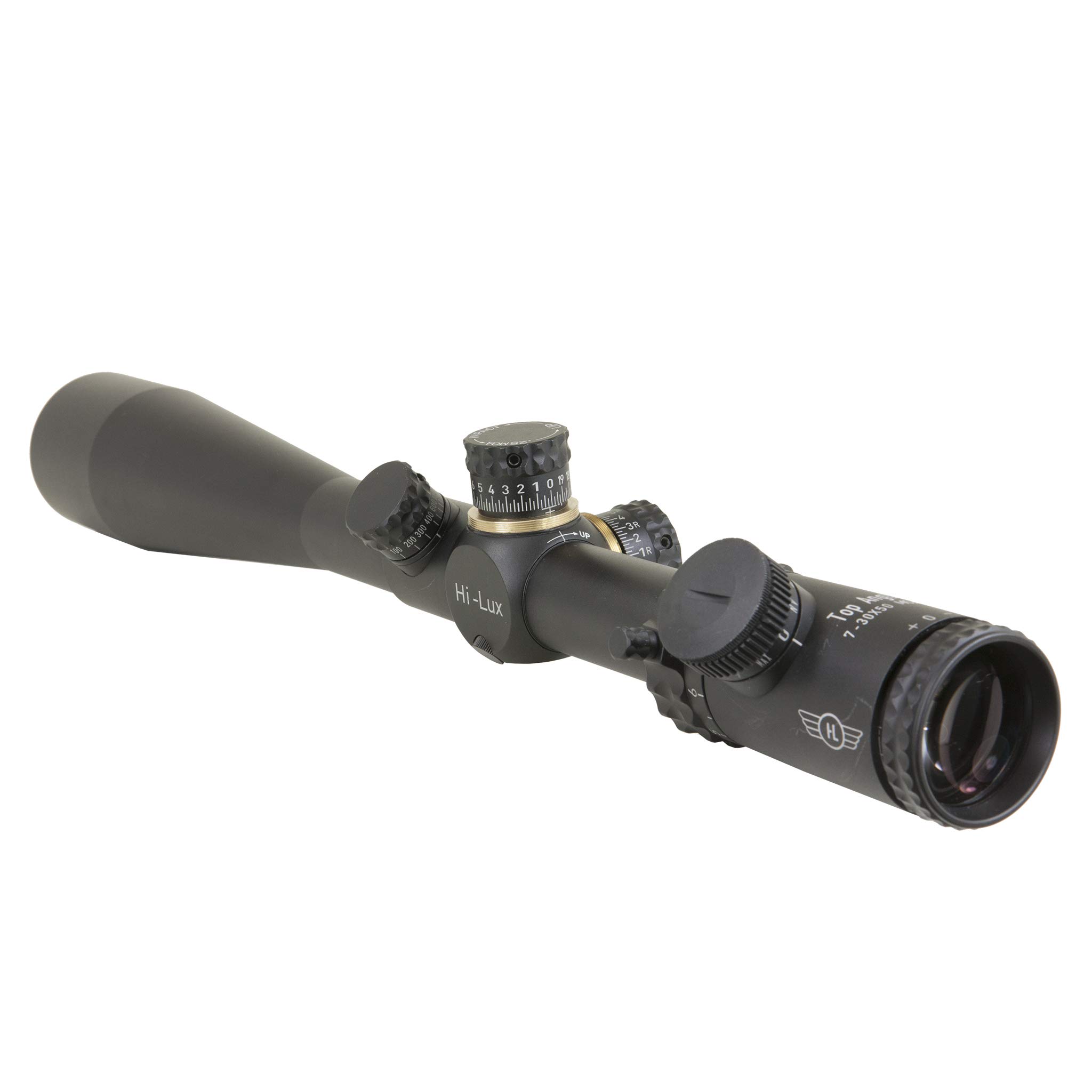 Hi-Lux Optics TP730X50MOA-R Top Angle 7-30 x 50 30mm Tube Rifle Scope with Red Illuminated MOA Reticle, Black