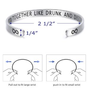 Funny Bracelets We Go Together Like Drunk And Disorderly Gifts For Alcohol Lovers Friendship Gag Gift Cute Cuff Bracelet For BFF Women Jewelry