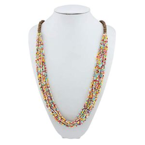 Bocar Long Multiple Row Handmade Beaded Statement Necklace with Gift Box (NK-10407-mix)