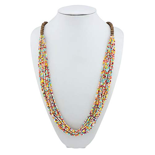 Bocar Long Multiple Row Handmade Beaded Statement Necklace with Gift Box (NK-10407-mix)