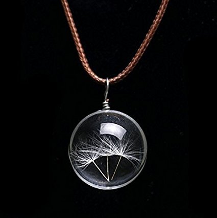 Real Dandelion Dandelion Necklace Real Dandelion Seed, Wish Necklace Nature Jewelery Good Luck Charm