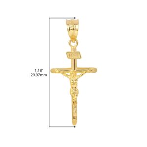 14K Yellow Gold 1.2" INRI Crucifix Cross Pendant Charm - Pendant Only