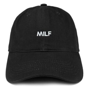 trendy apparel shop milf embroidered soft cotton low profile dad hat baseball cap - black