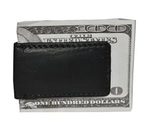 leatherboss genuine leather slim magnetic minimalist bifold money clip cash holder wallet, black