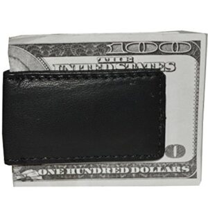 Leatherboss Genuine Leather Slim Magnetic Minimalist Bifold Money Clip Cash Holder Wallet, Black