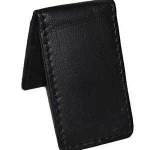 Leatherboss Genuine Leather Slim Magnetic Minimalist Bifold Money Clip Cash Holder Wallet, Black