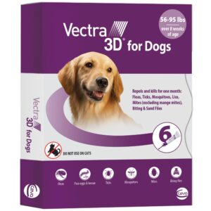 vectra 3d for dogs flea, tick & mosquito treatment & prevention for large dogs (56 to 95 lbs) , 6 month supply