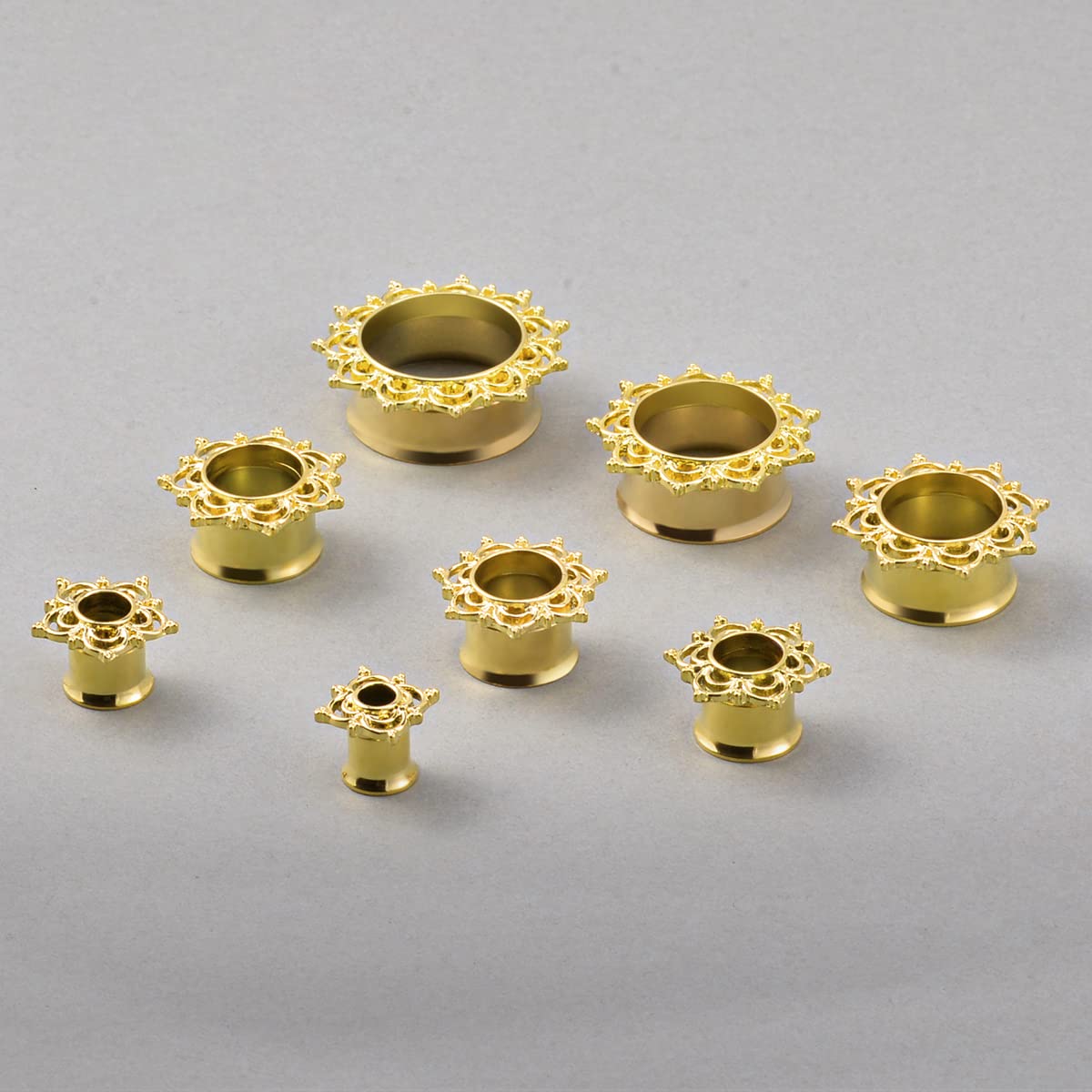 KUBOOZ Vintage Gold-plated Flower Ear Plugs Tunnels Gauges Stretcher Piercings Jewelry