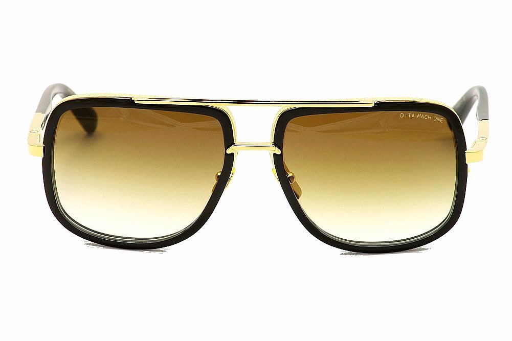 Dita DRX-2030B-59-Z - Mach-One Sunglasses Shiny 18K Gold - Black w/D.Brown to Clear-AR 59mm