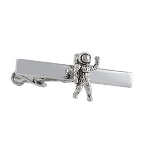 MENDEPOT Antique Silver Tone Astronaut Tie Clip Space Pilot Tie Clip With Box